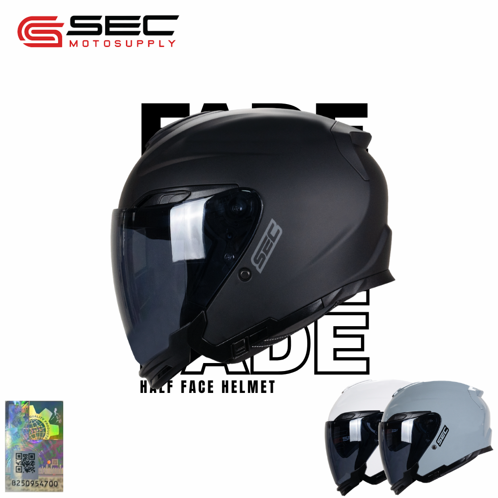 SEC Helmet for Motorcycle Half Face Helmet FADE Gloss/Matte (M-XL ...