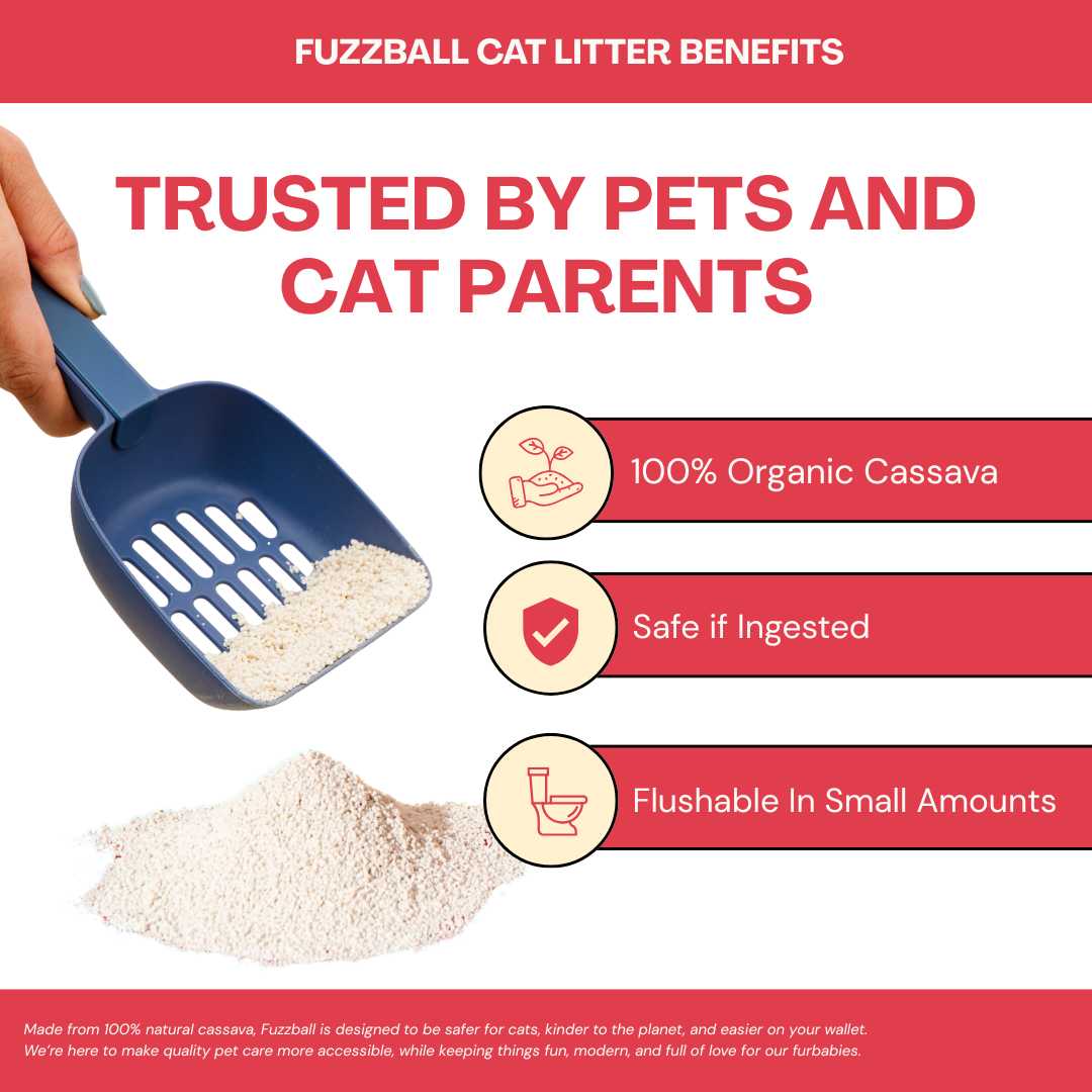 FUZZBALL Plant-Based Cassava Cat Litter 6L (2KG) - Non-Toxic, Clumping ...