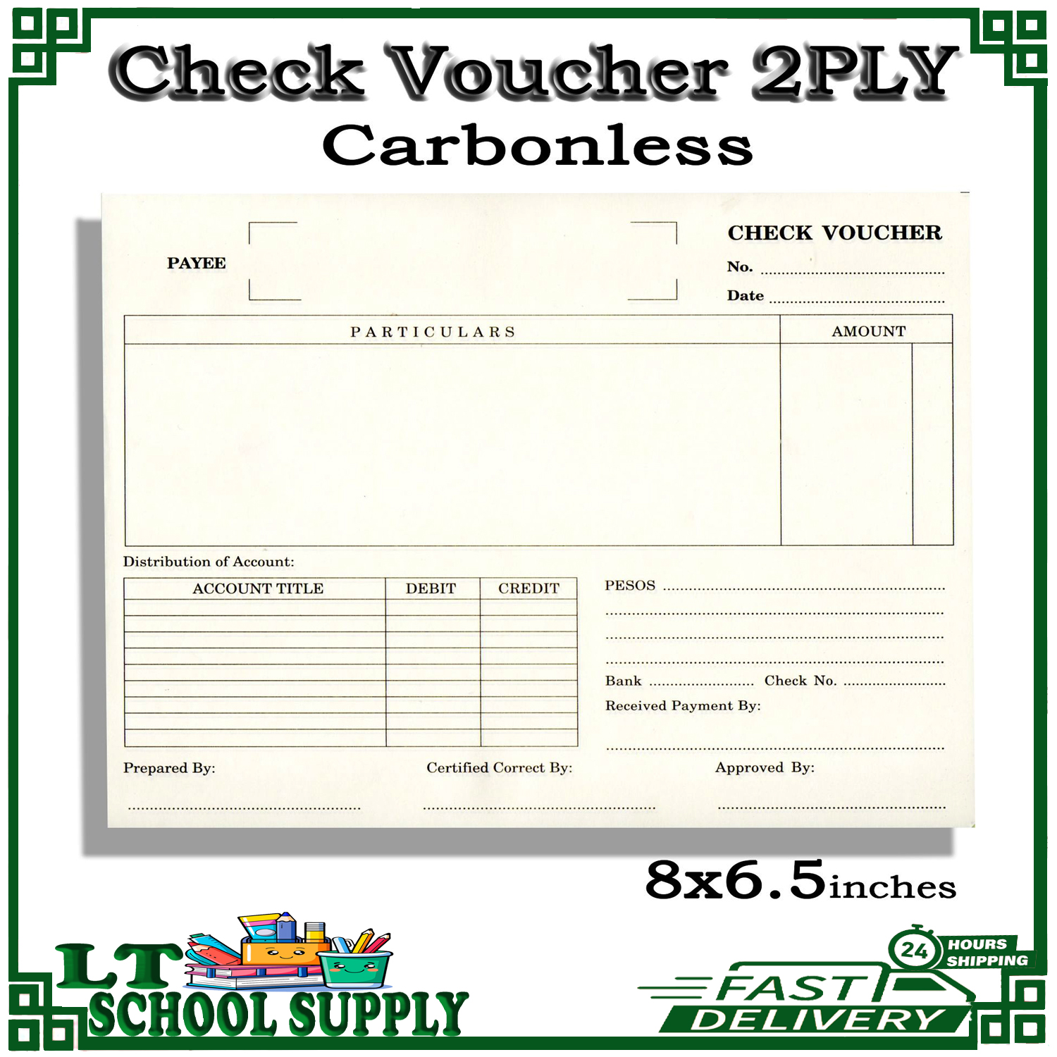 Carbonless Check Voucher 2PLY 1 Pad 8x6.5inches | Shopee Philippines