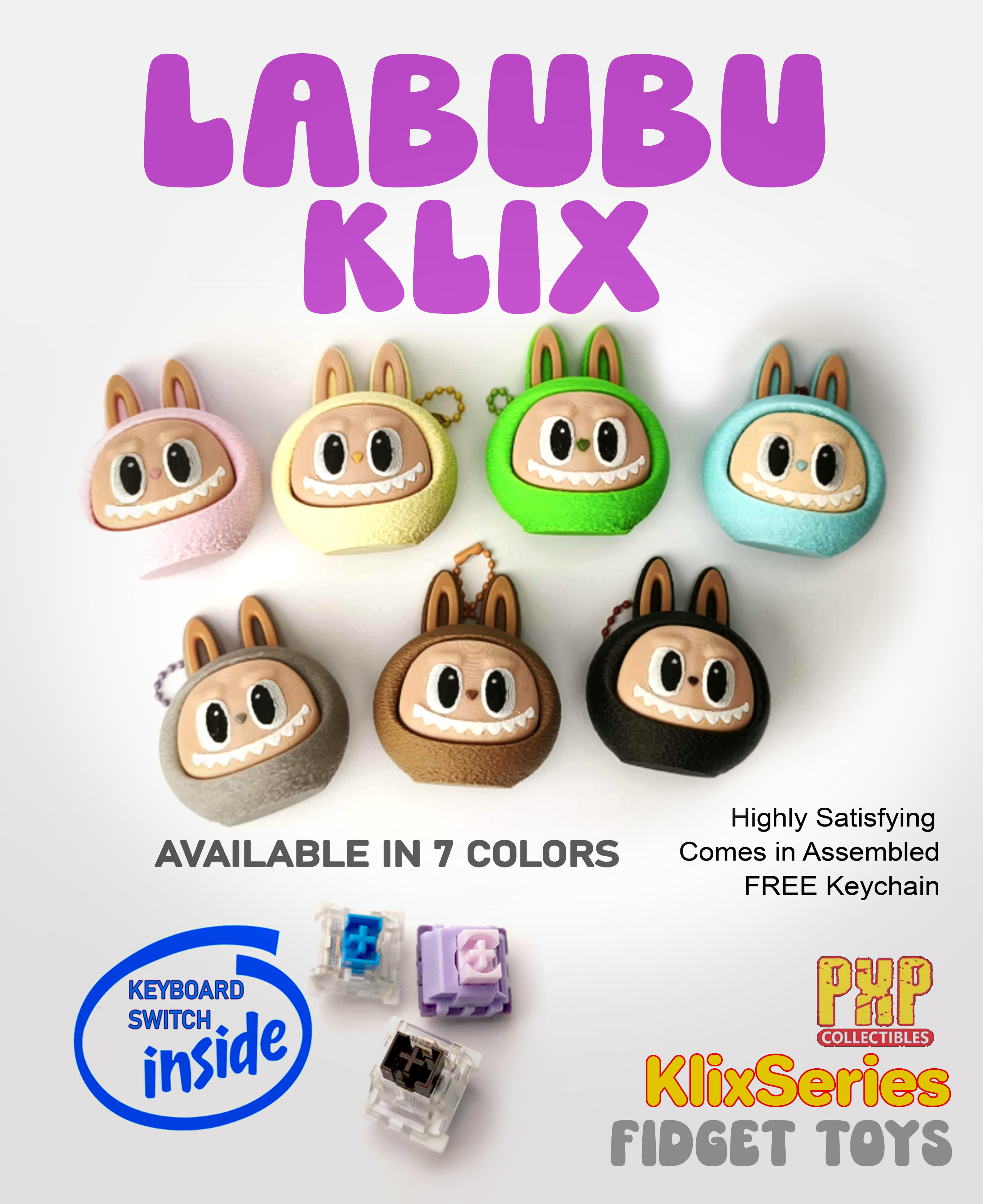CUTE KLIXSeries LABUBU Inspired Stress Anxiety Reliever Clickables ...
