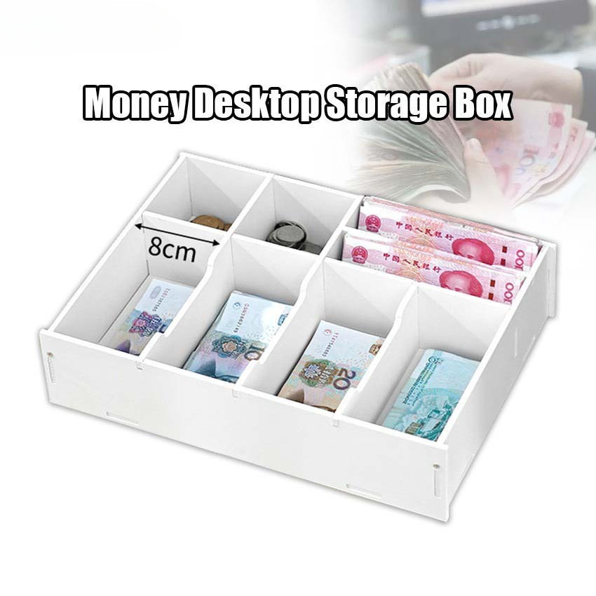 7/8 Grid Desktop Cash Drawer Cashier Money Separator Organizer Storage ...