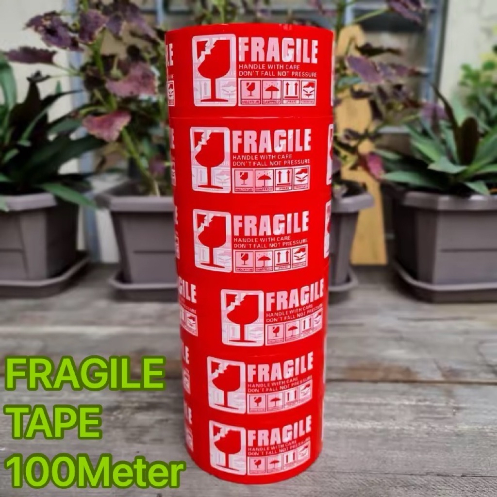 FRAGILE TAPE RED 4.8mm×100Meter Sun Tape | Shopee Philippines