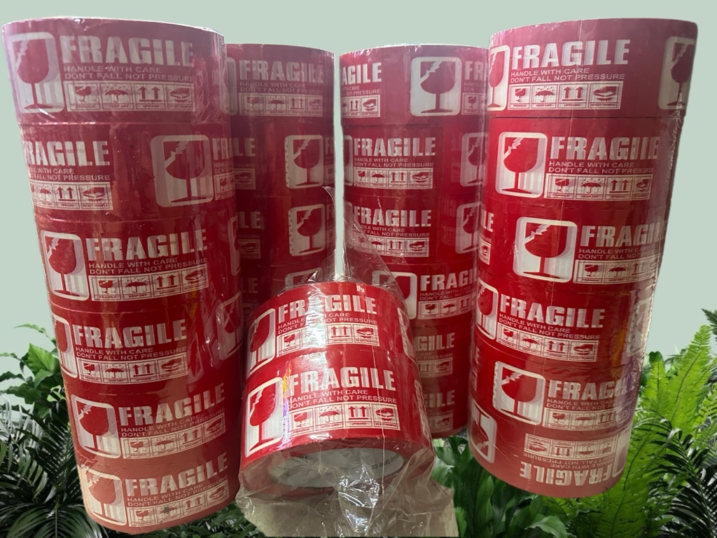 FRAGILE TAPE RED 4.8mm×100Meter Sun Tape | Shopee Philippines