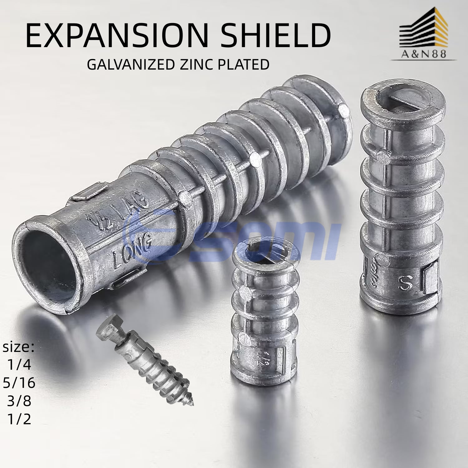 Expansion Shield 1/4, 5/16, 3/8, 1/2 Lag Shield Anchor for Lagscrew ...