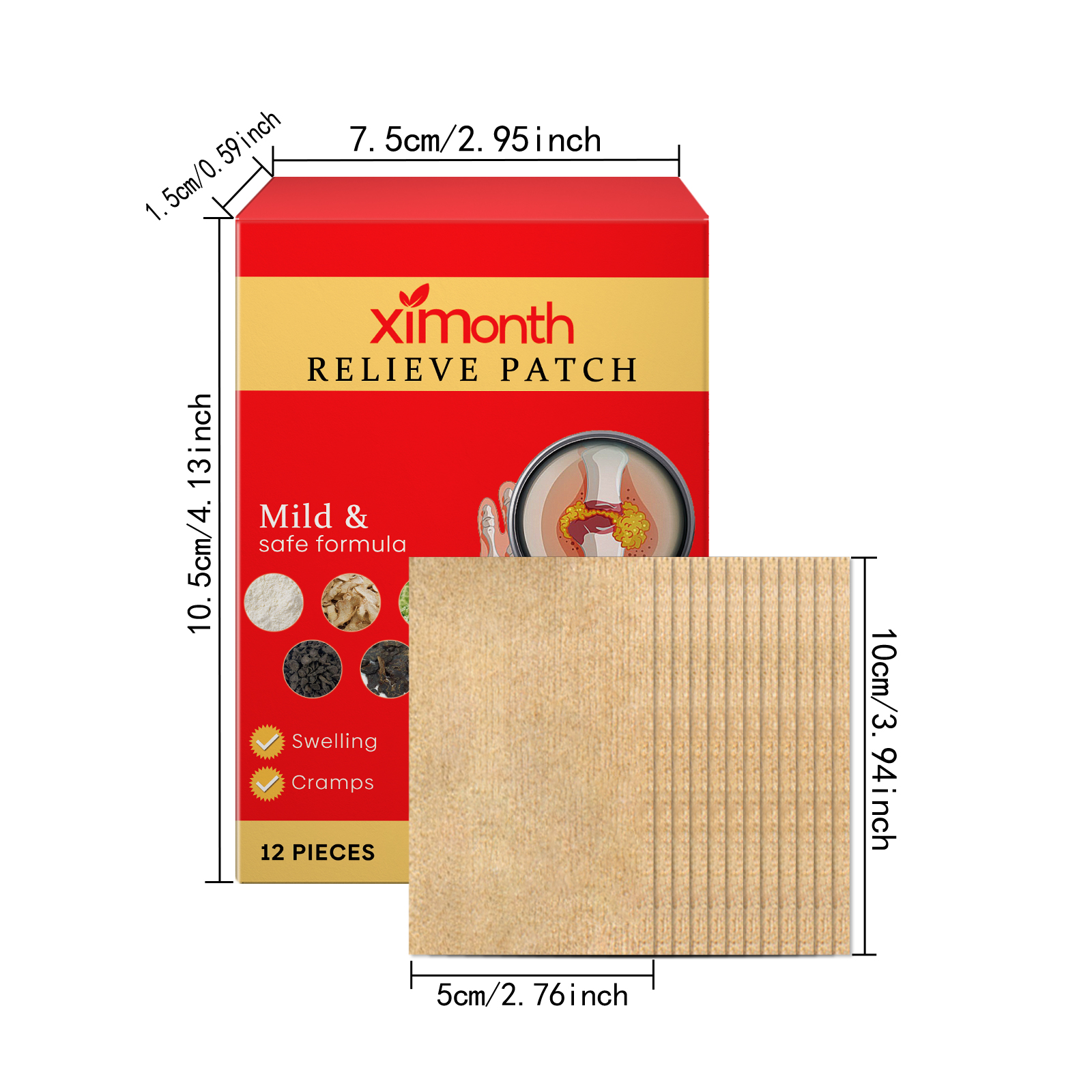 XIMONTH Joint Relief Patch 12pcs/Box Gout Relief Pain Reduction Patch ...