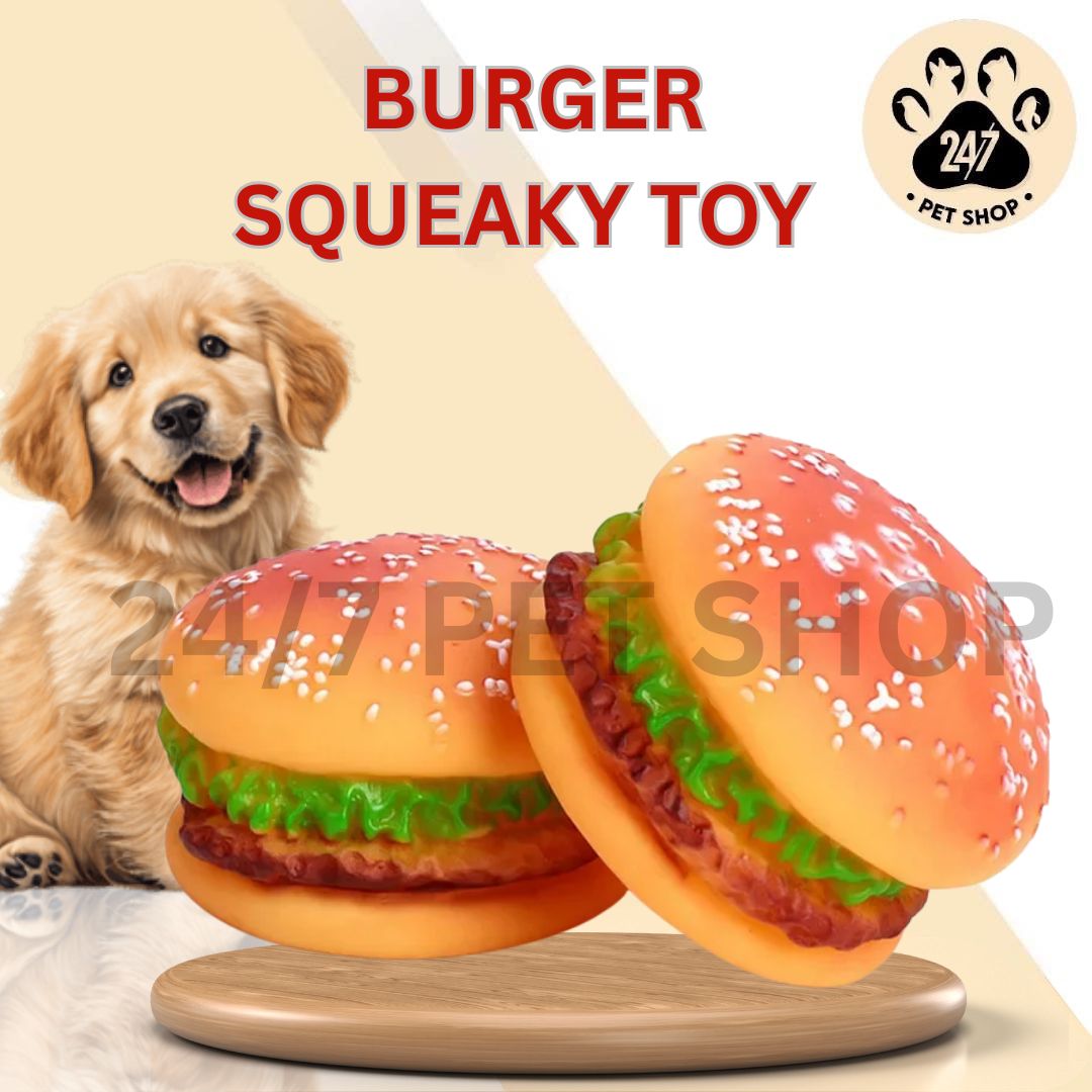 Burger Squeaky Toy Dog Toys Accessories Easy Clean Physical Exercise ...