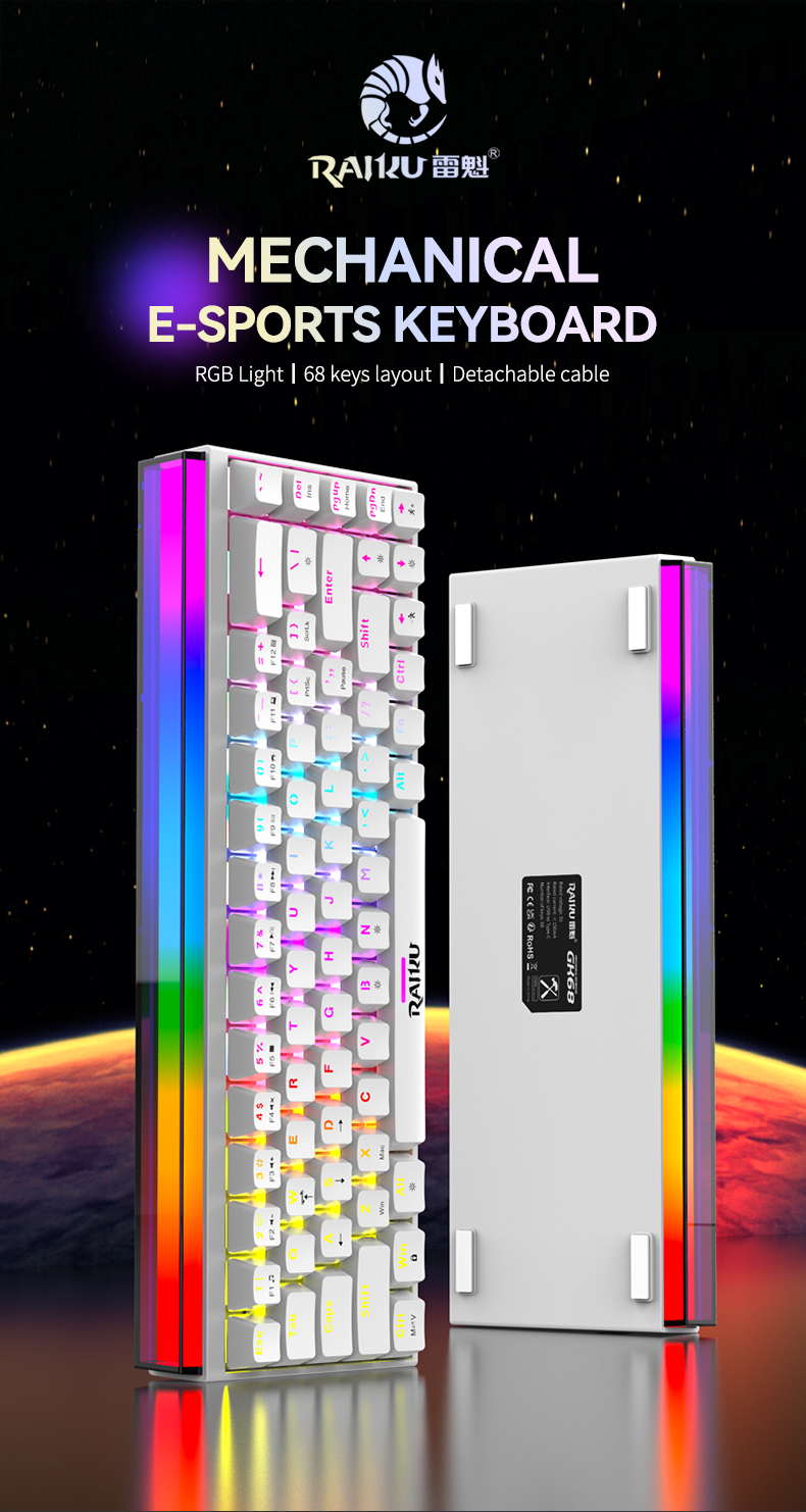 Zeus x Raiku GK68 68Keys RGB Wired Mechanical Gaming Keyboard Compact ...