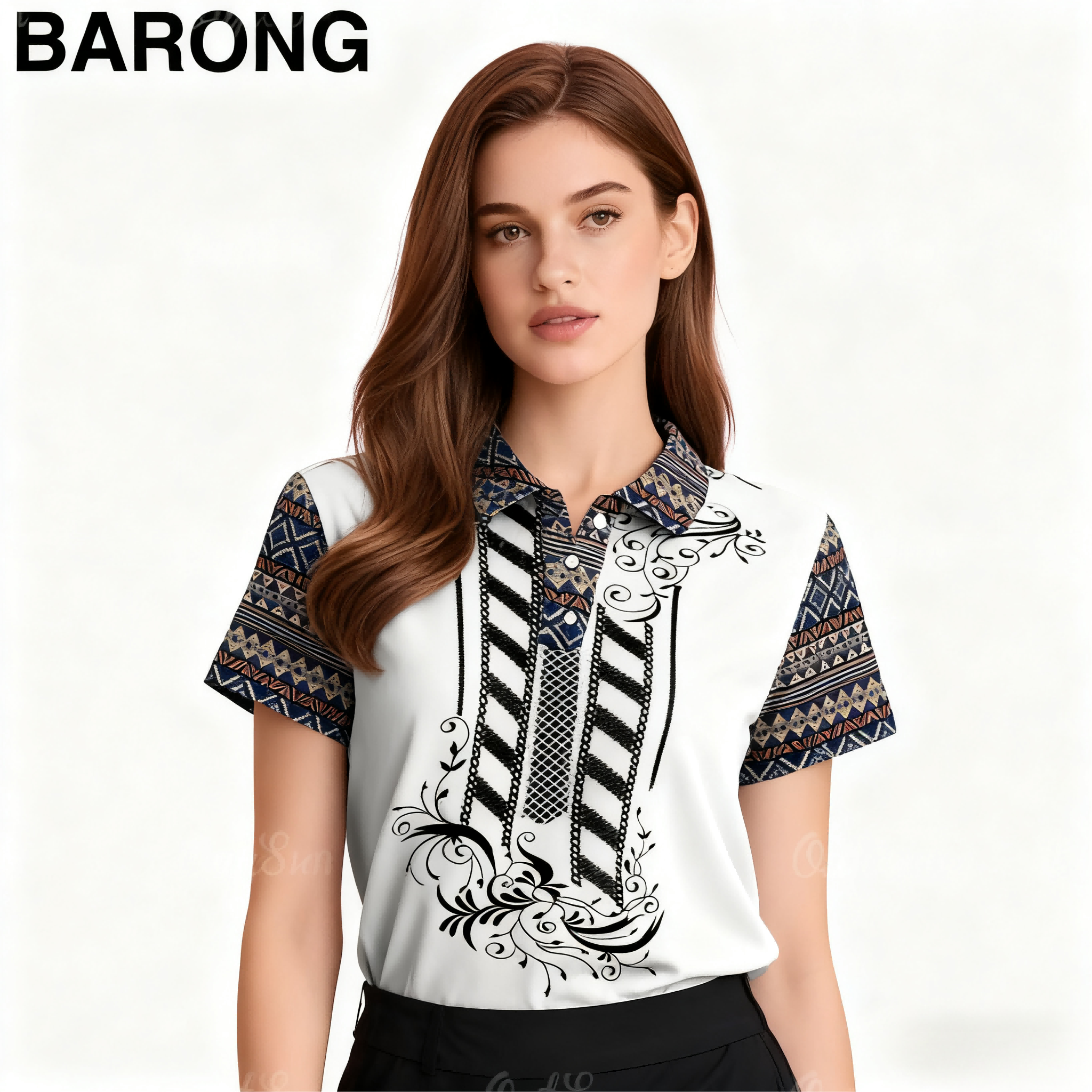 Modern Asean Attire For Women Short-Sleeved Tops Ethnic Style Barong ...