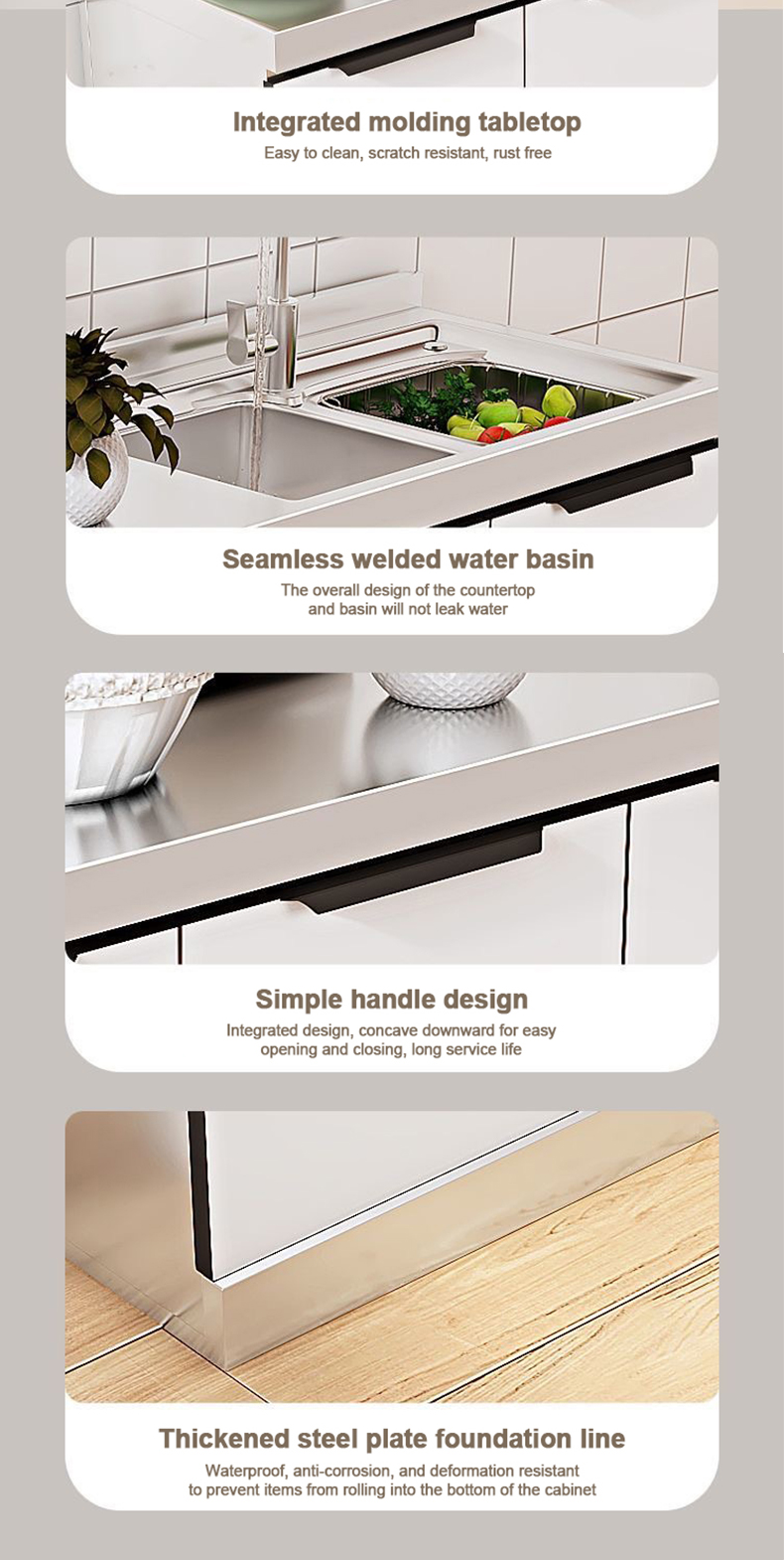 ALVIN Stainless Steel Kitchen Cabinet Set Simple Gas Stove Storage ...