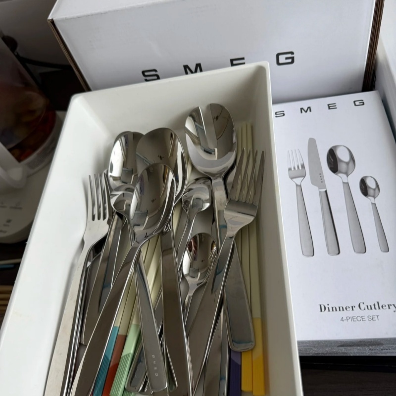 Original Smeg Western style Knife Fork Plate Set 316 Stainless Steel ...