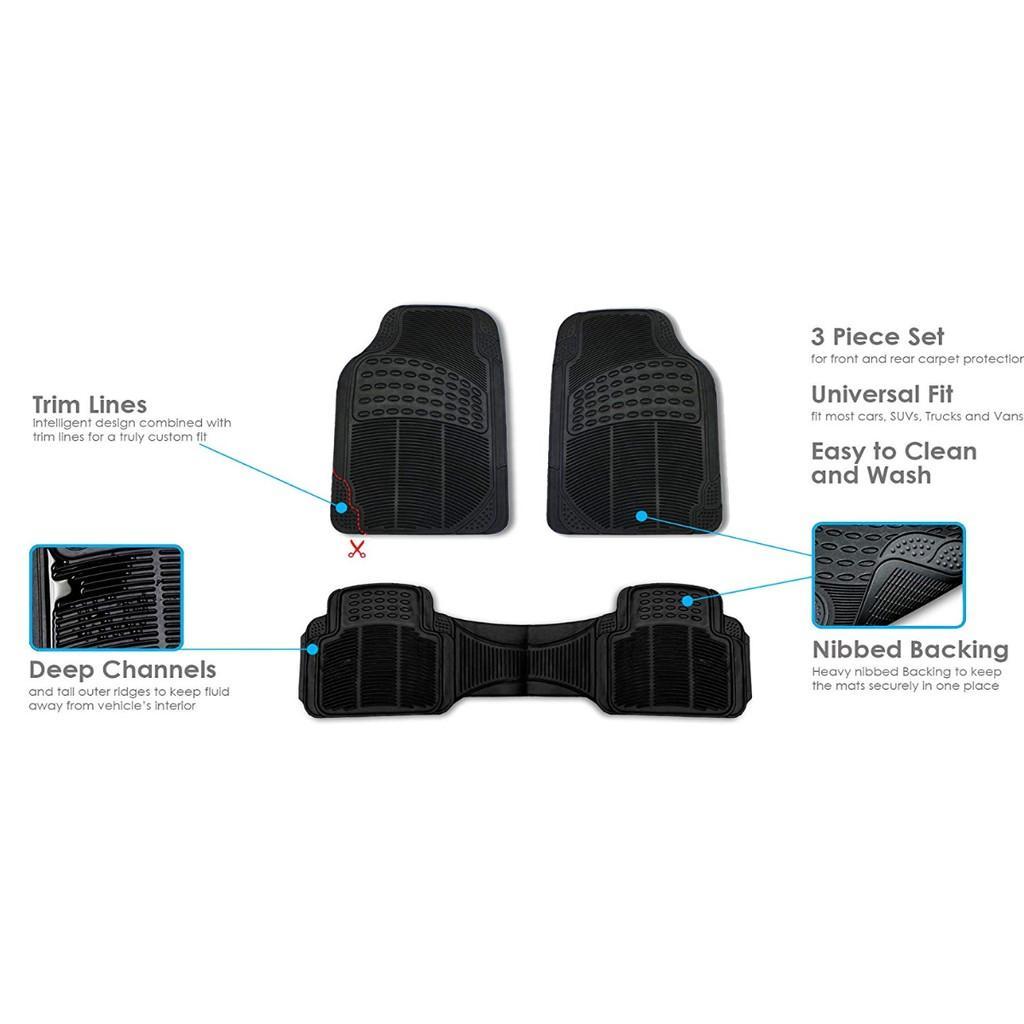 3PCS Custom Rubber Car Floor Mats Universal Fit Foot Guards for All Car ...