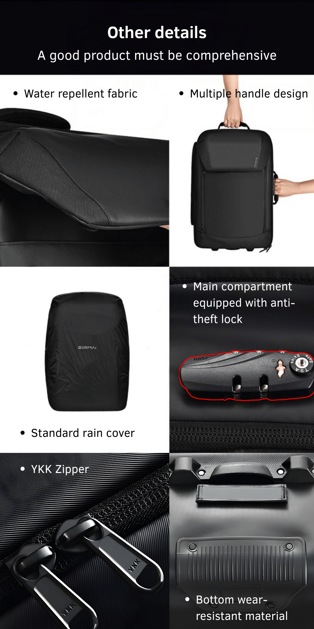 Eirmai 44L / 53L Falcon Rolling Backpack for Camera, 16" Laptop ...