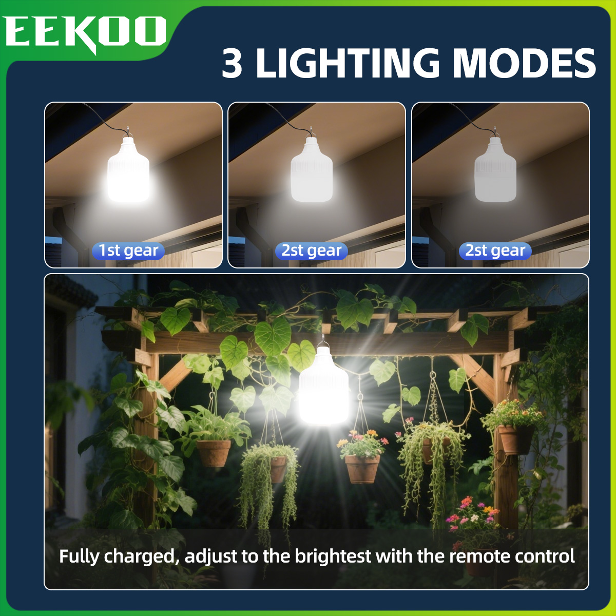 EEKOO 500W Solar Emergency Light Bulb Waterproof Outdoor Camping ...