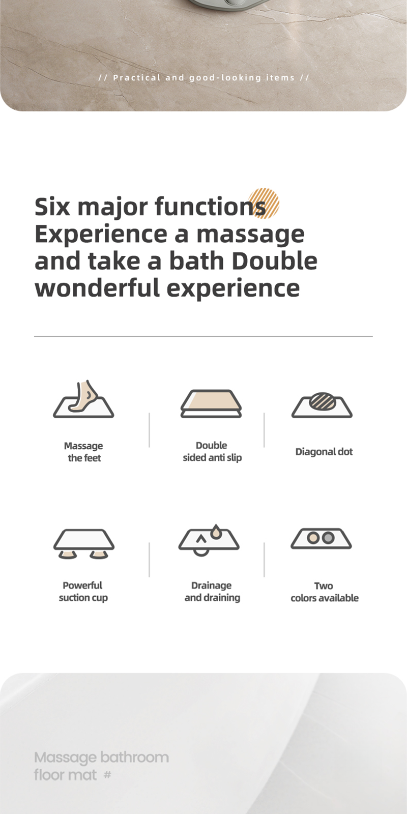 Ecoco Anti-Slip Massage Mat Springy Soft Portable Wash Space Efficient ...