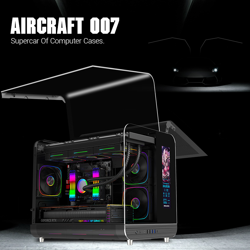 ESGAMING 007 Gaming PC Case With 3 Fans Tempered Glass Dual Chamber ...