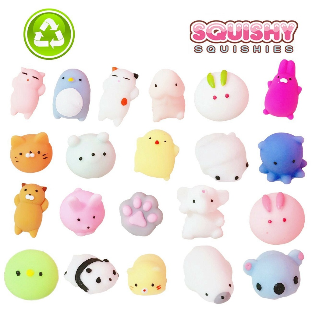 50PCS Kawaii Cartoon Mochi Squishies for Kids Stress Relief Squeeze ...