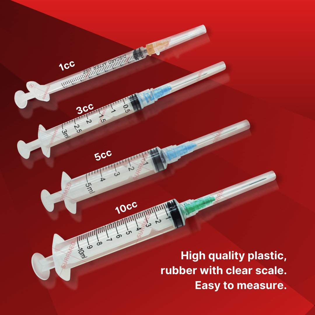 SURRMED Disposable Syringe 1cc, 3cc, 5cc, 10cc (Box of 100) | High ...