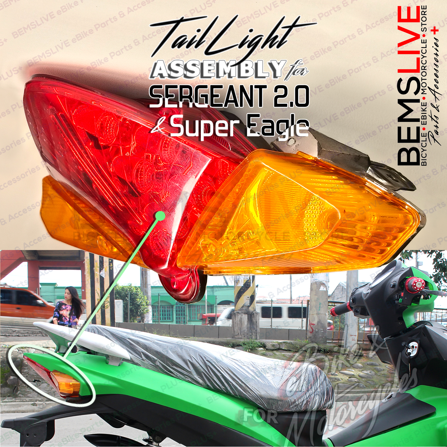 BEMS 12V LED Tail Light Whole Assembly Rear Brake Light Signal Light ...