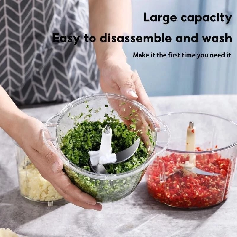 CQW.NO1 Manual Meat Press Grinder Type 1.5L Vegetable Chopper Stainless ...