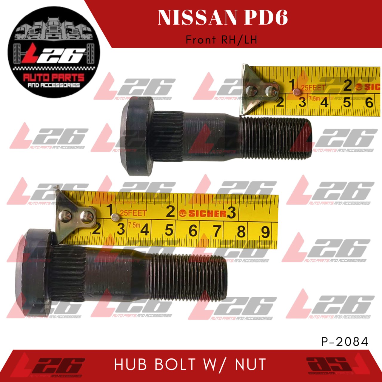 Nissan PD6 FRONT HUB BOLT WITH NUT STUD WHEEL HUB DRUM RH/LH P-2084 ...