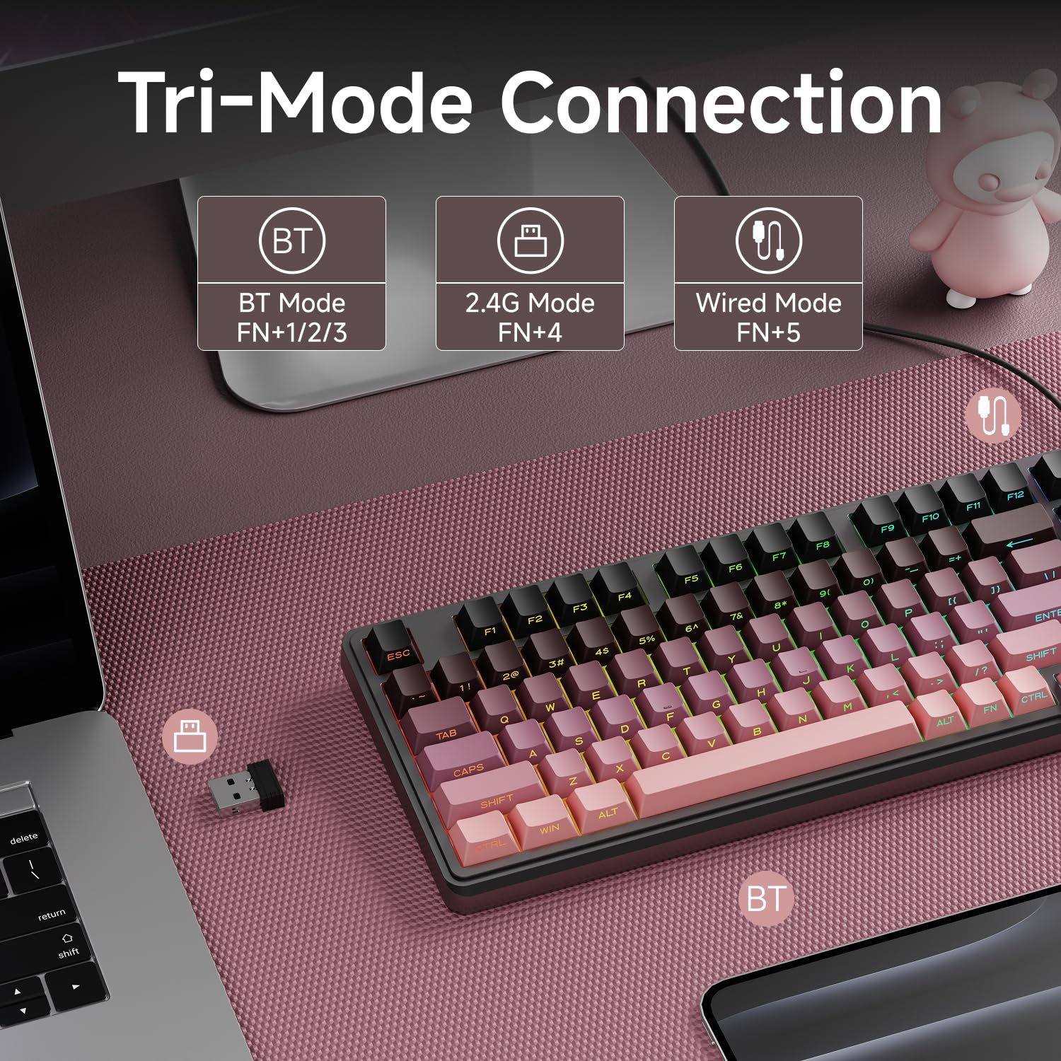 Zeus V102Pro Wireless Keyboard 99 Keys Membrane Gaming Keyboard W ...