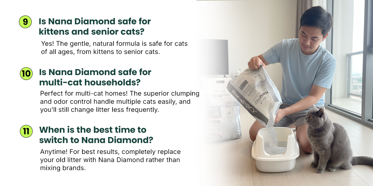 NanaPro Diamond Cat Litter 4 PACKS of 10L (BABY POWDER) Fast Clumping ...