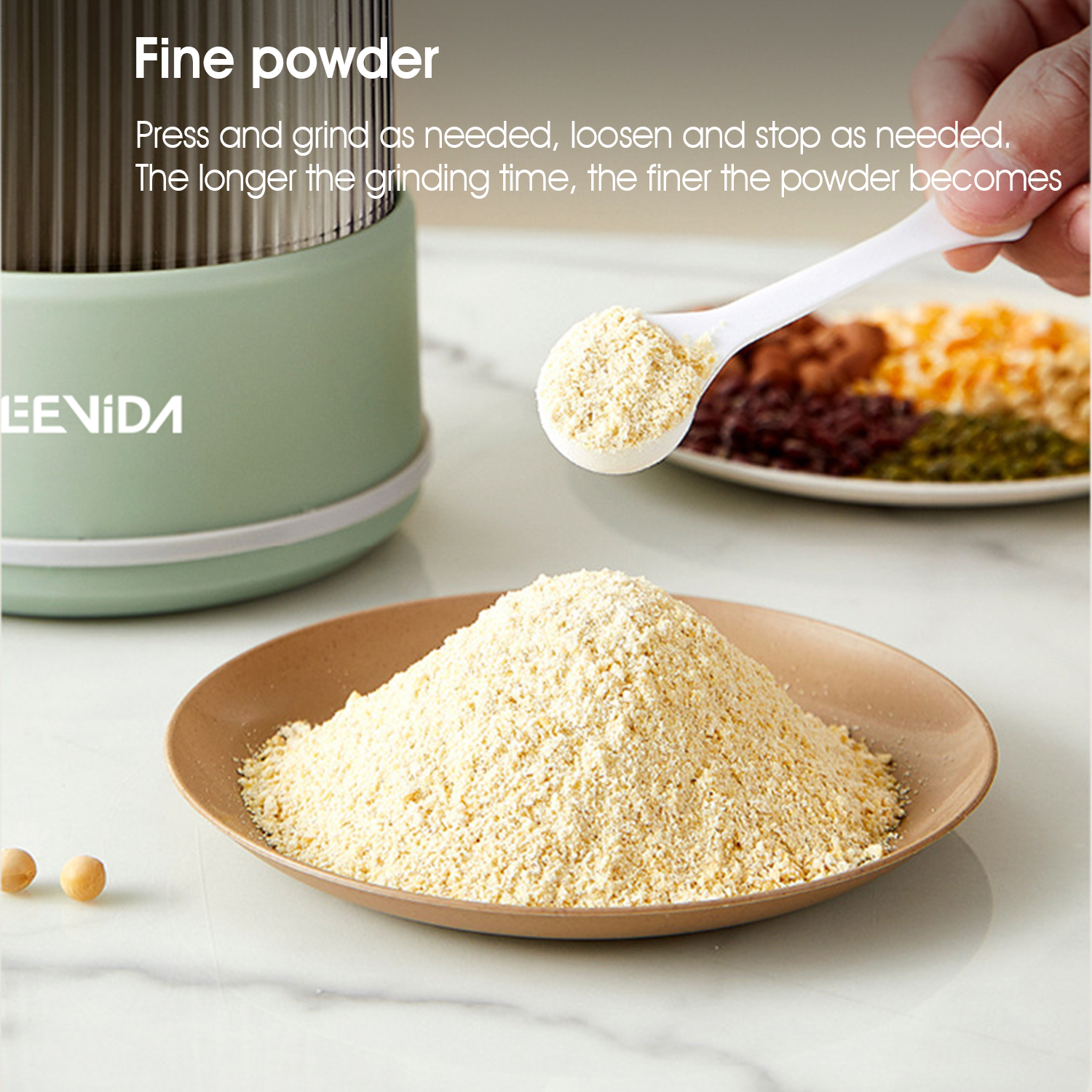 MEEVIDA Portable Electric Grinder Strong Power Finely Ground Grains ...