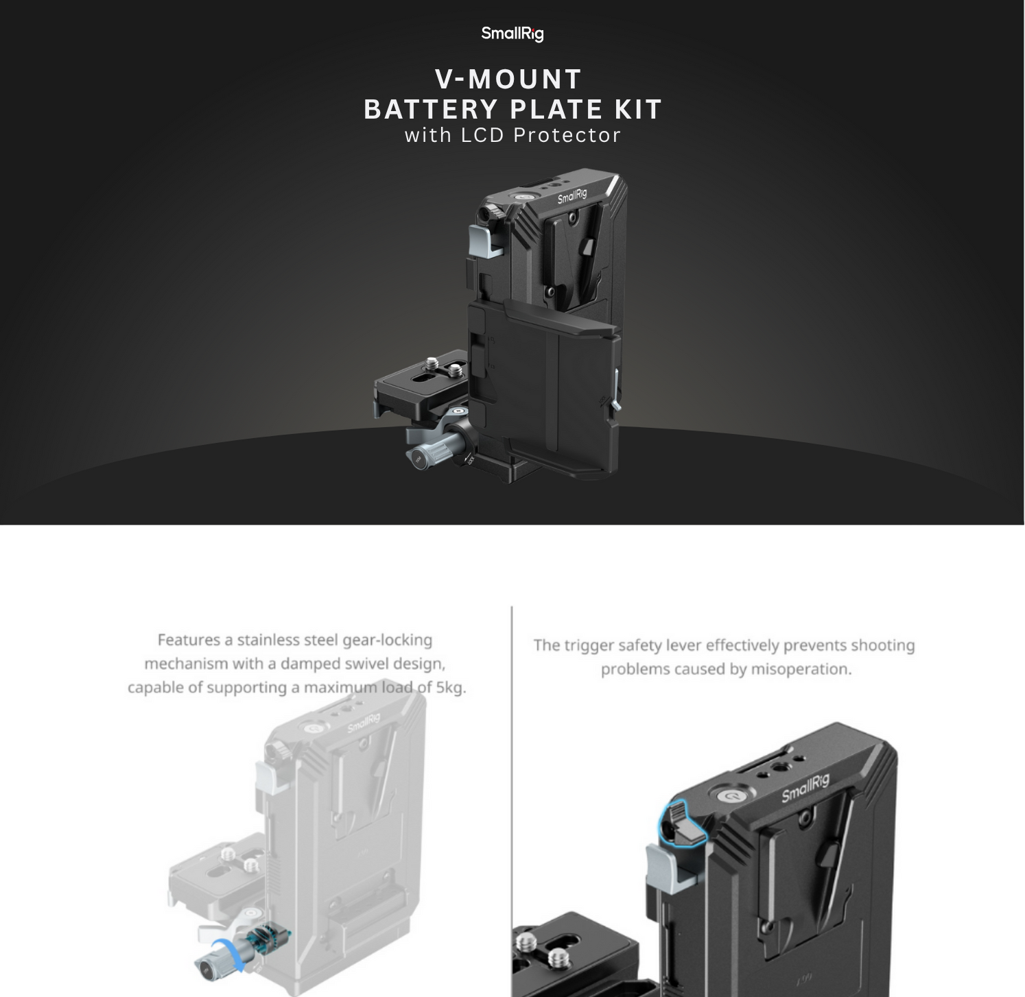 SmallRig V Mount Battery Plate Kit with QR Plate LCD Protector, Cable ...