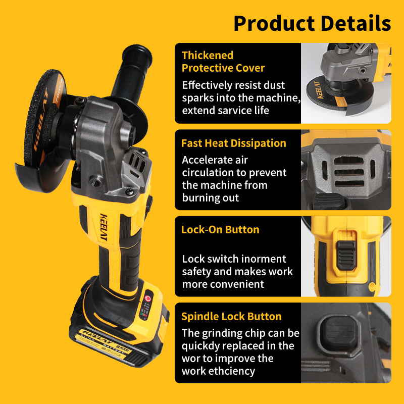 KEELAT KAG010 Brushless Smart Anti-Kickback Angle Grinder 2-Speed ...