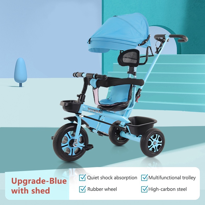 【Warranty】3 in 1 Stroller Bike For Kids Girl With Awning And Handle 3 Wheels Trolley Bike With ...