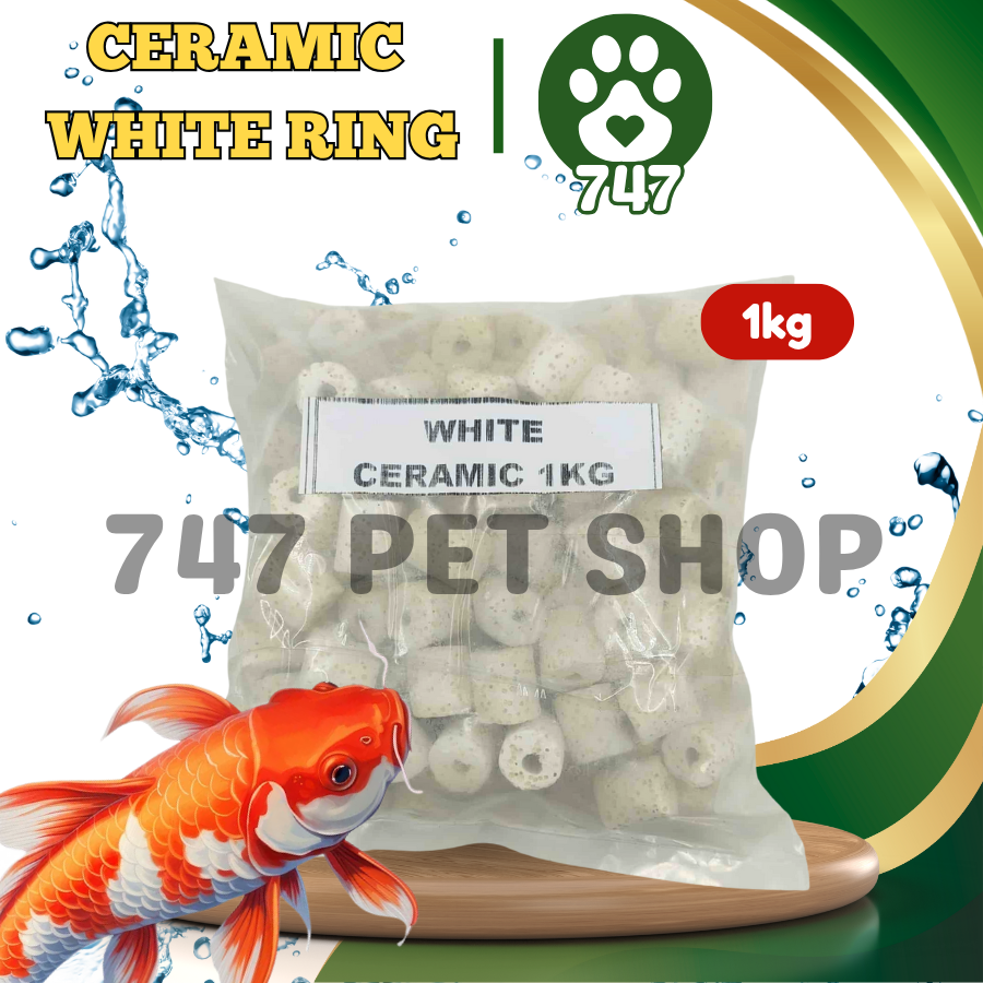 1kg White Ceramic Rings Fish Tank Pond Filter Media Biological Water ...
