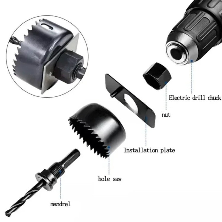 3PCS Hole Saw Set for Gypsum Board 32–54mm Ceiling Drill Tool with 6PCS ...