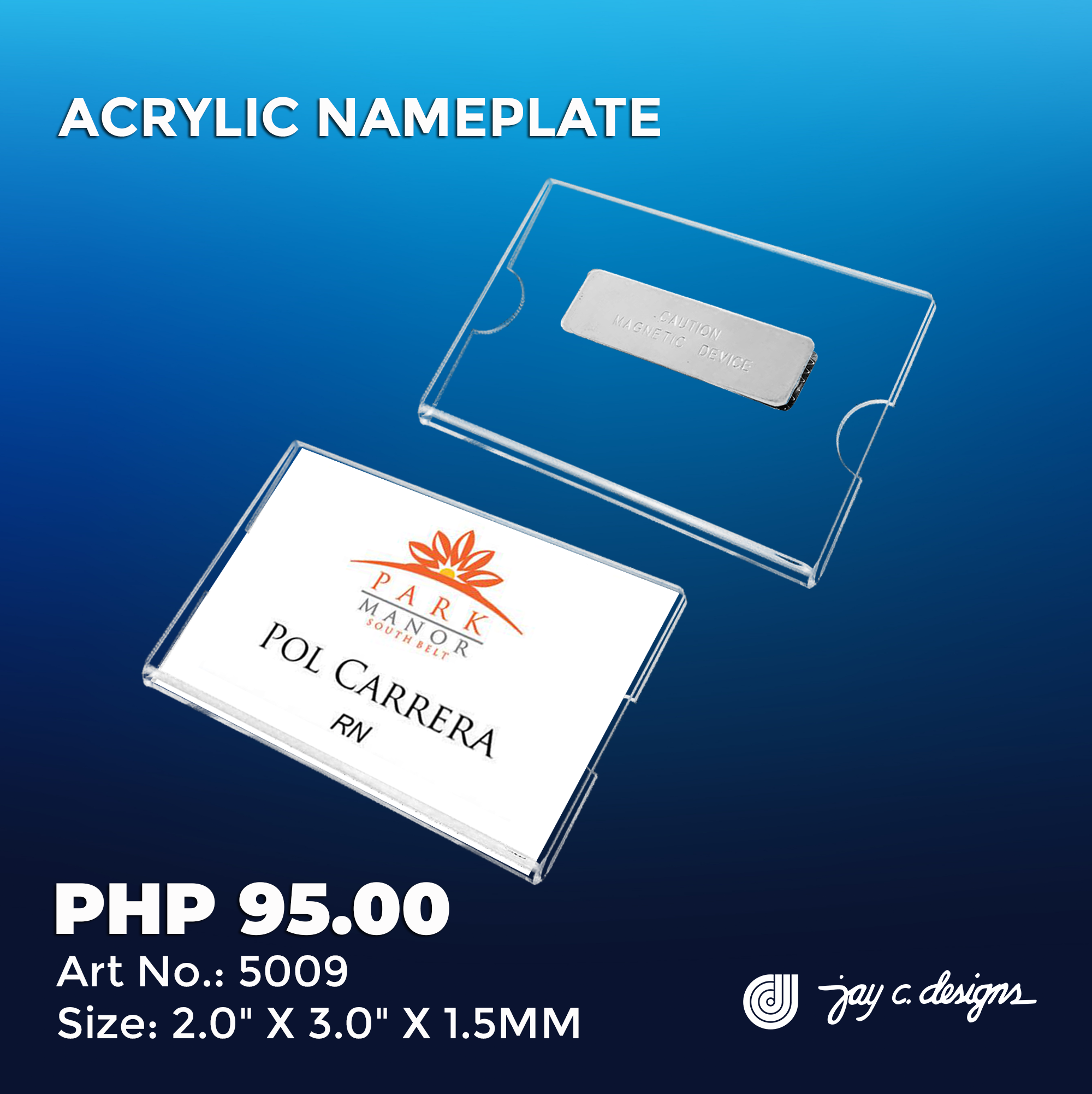 Insertable Nameplate - 2.5cm x 6.6cm - Jay c. Designs - 5002 | Shopee ...