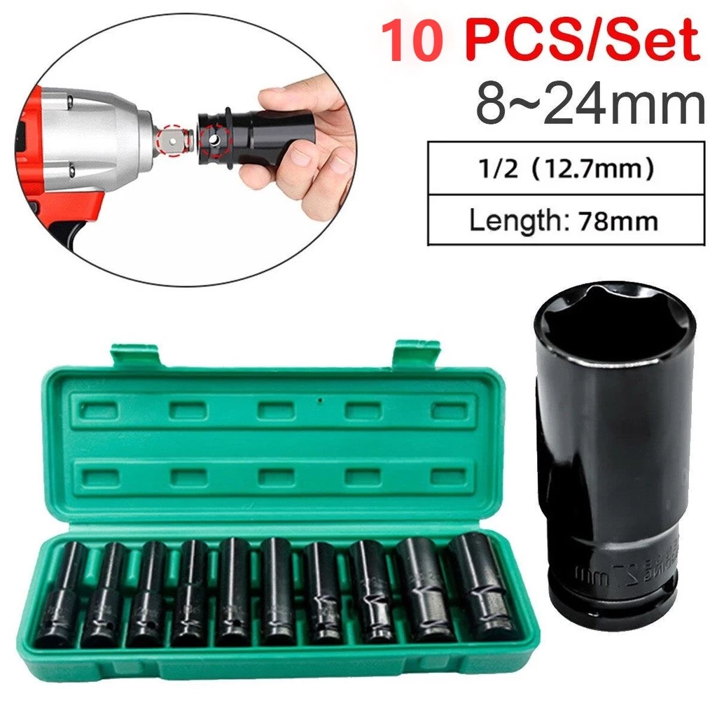 REAIM Deep socket wrench set 10/20Pcs 1/2 Drive Suitable For Electric ...