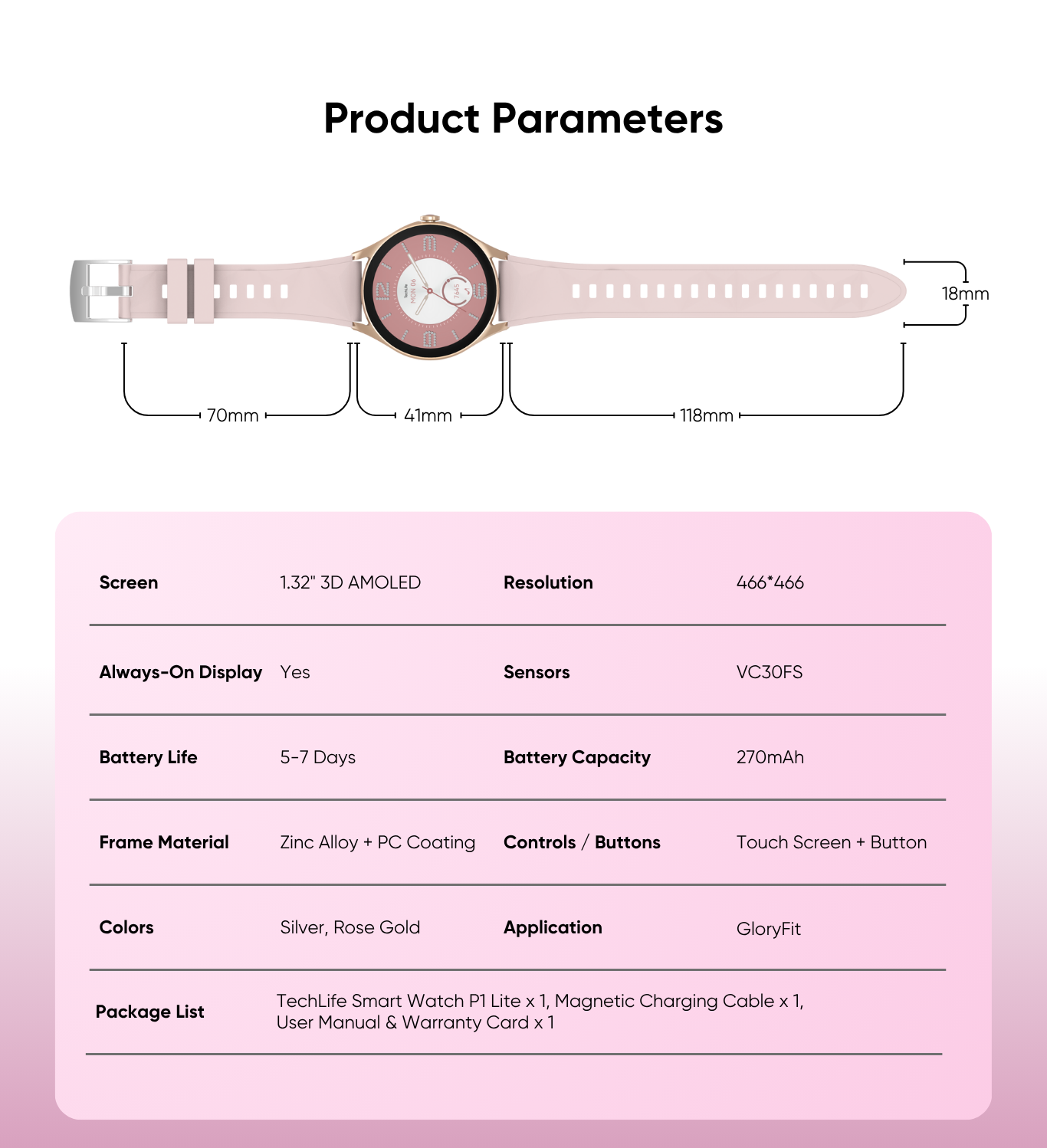 TechLife Smart Watch P1 Lite l IP68 Dust & Water Resistance l ...
