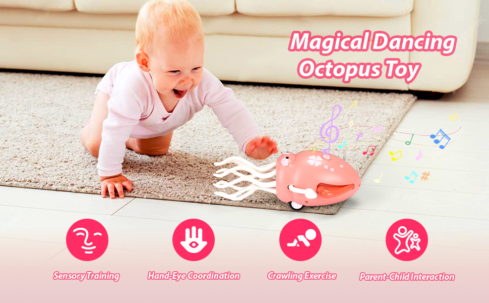 Dancing Octopus Electric Toy with LED Lights Music Obstacle Sensor ...
