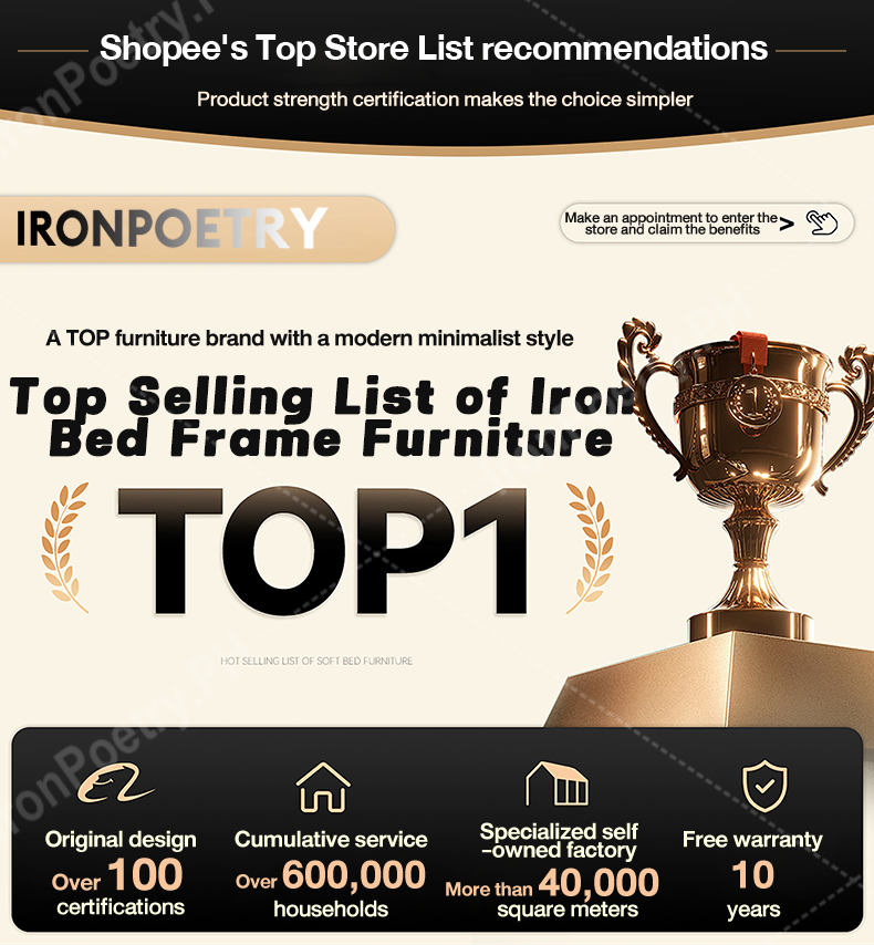 IronPoetry Siold Wood Bed Queen/Double/King Solid Wood Bed Frame With ...