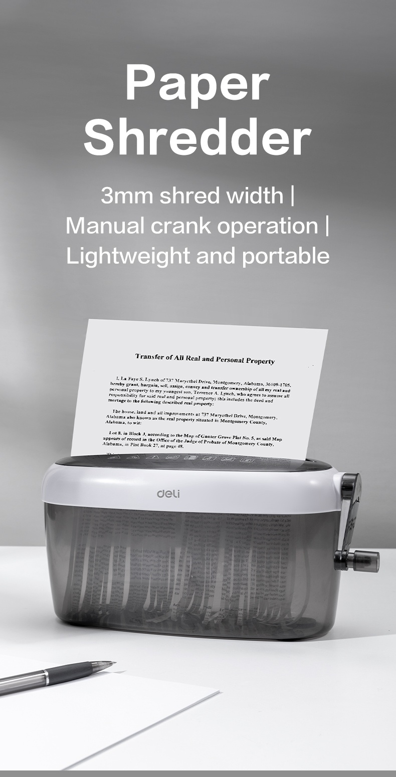 Deli A4 Manual Shredder Desktop 3L Portable Mini Shredder Lightweight ...