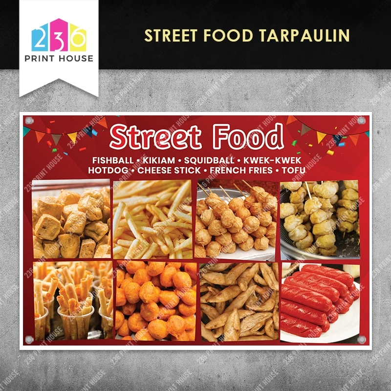 STREET FOOD Tarpaulin Banner • Fishball, Kikiam, Squidball • Food Cart ...