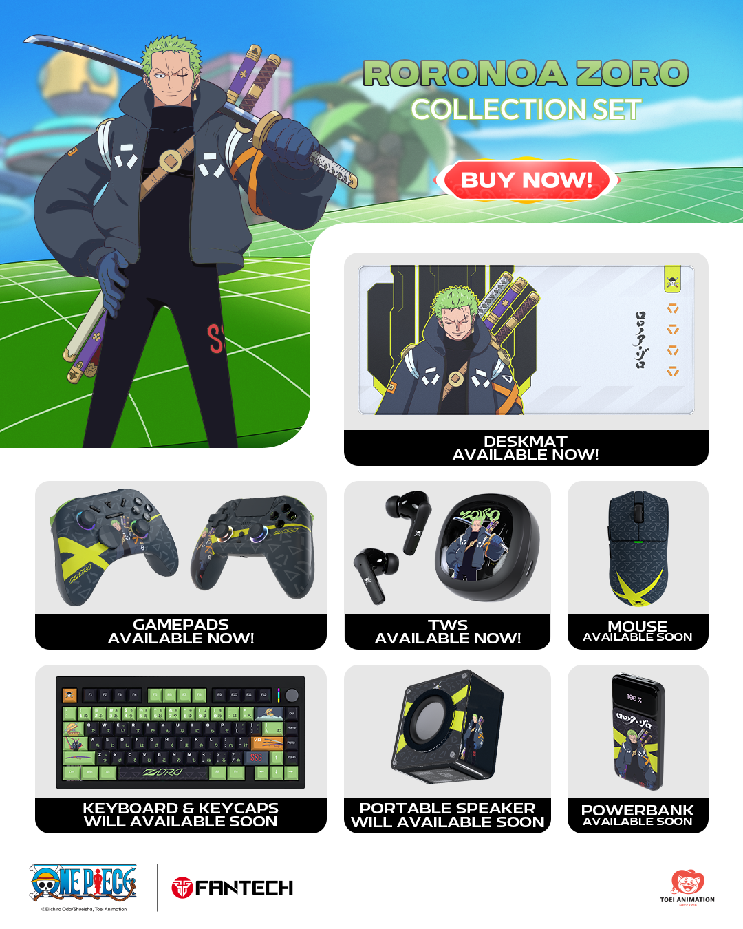 Fantech x One Piece ZORO Limited Edition Gaming Keyboard Mouse Mousepad ...