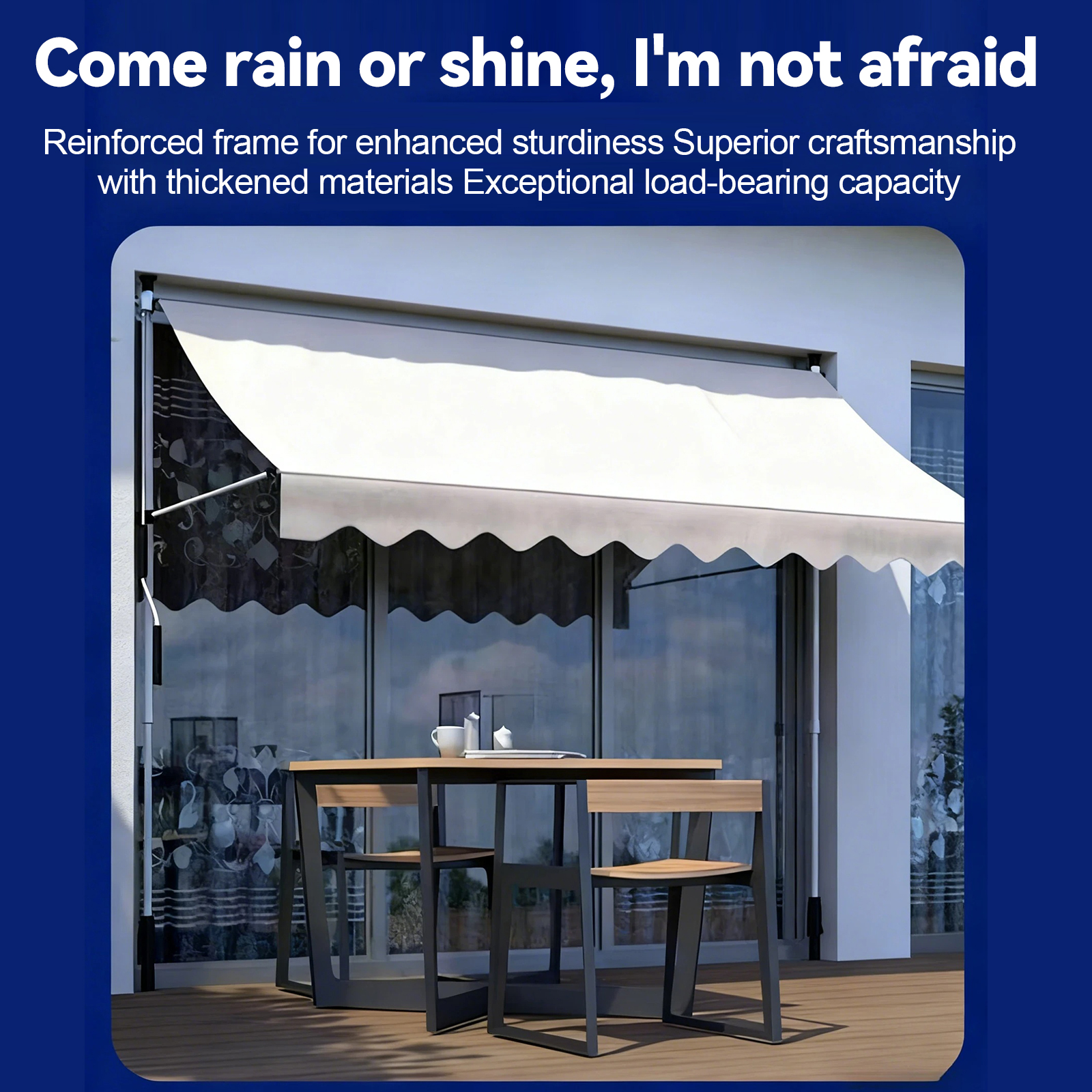 Sunshade Parasol Umbrella Garden Patio hand cranked curtain retractable ...