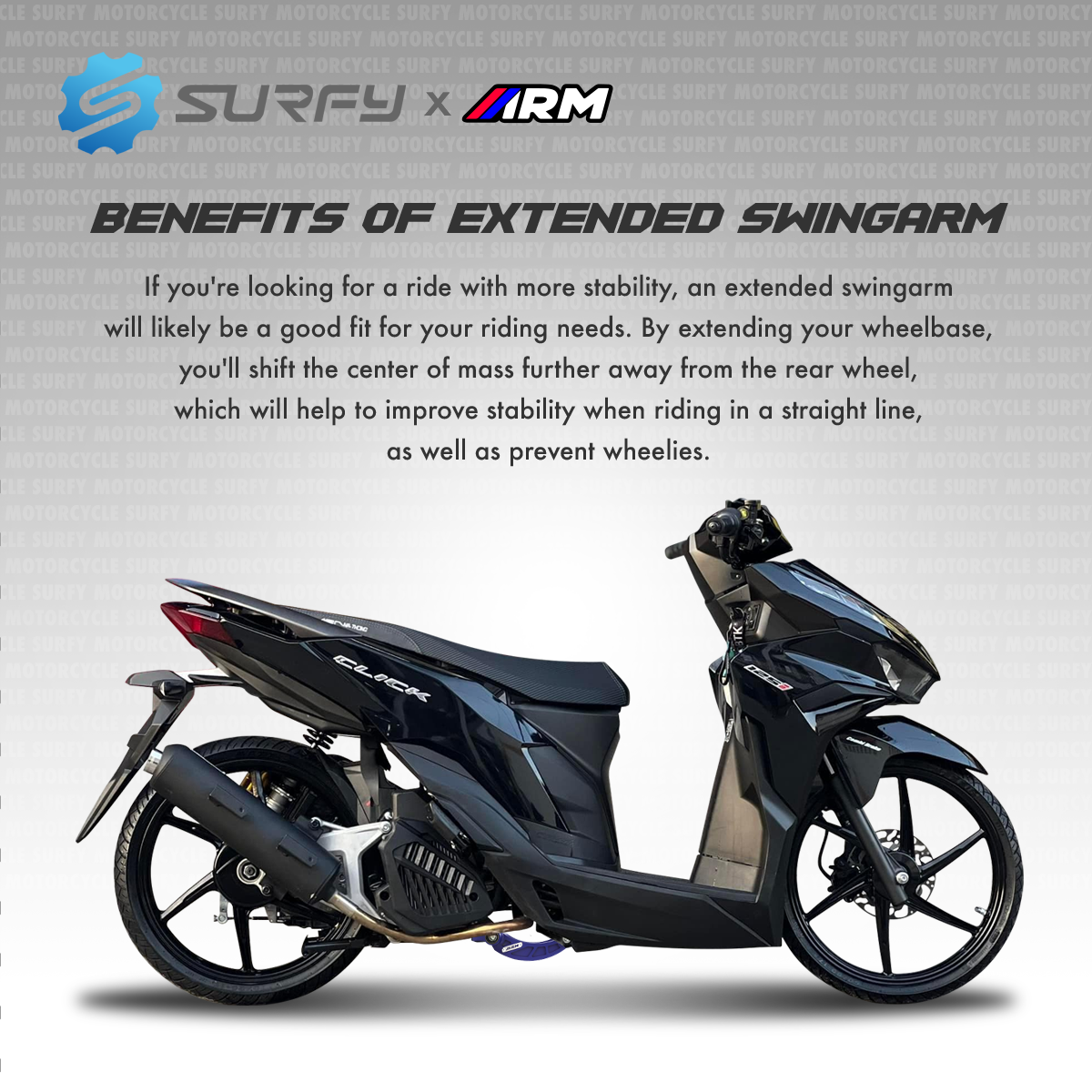 ARM Engine Support Curved Version Extended 6cm For Honda Click 125i ...
