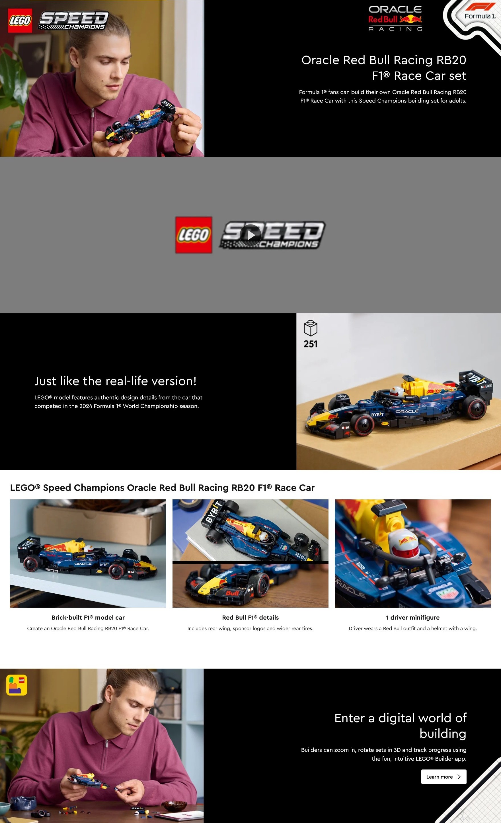 LEGO Speed Champions Oracle Red Bull Racing RB20 F1® Race Car (77243 ...
