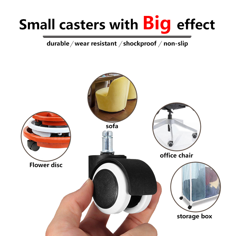 5PCS Office Chair Casters Universal Wheels Silent Rubber Wheels Swivel ...