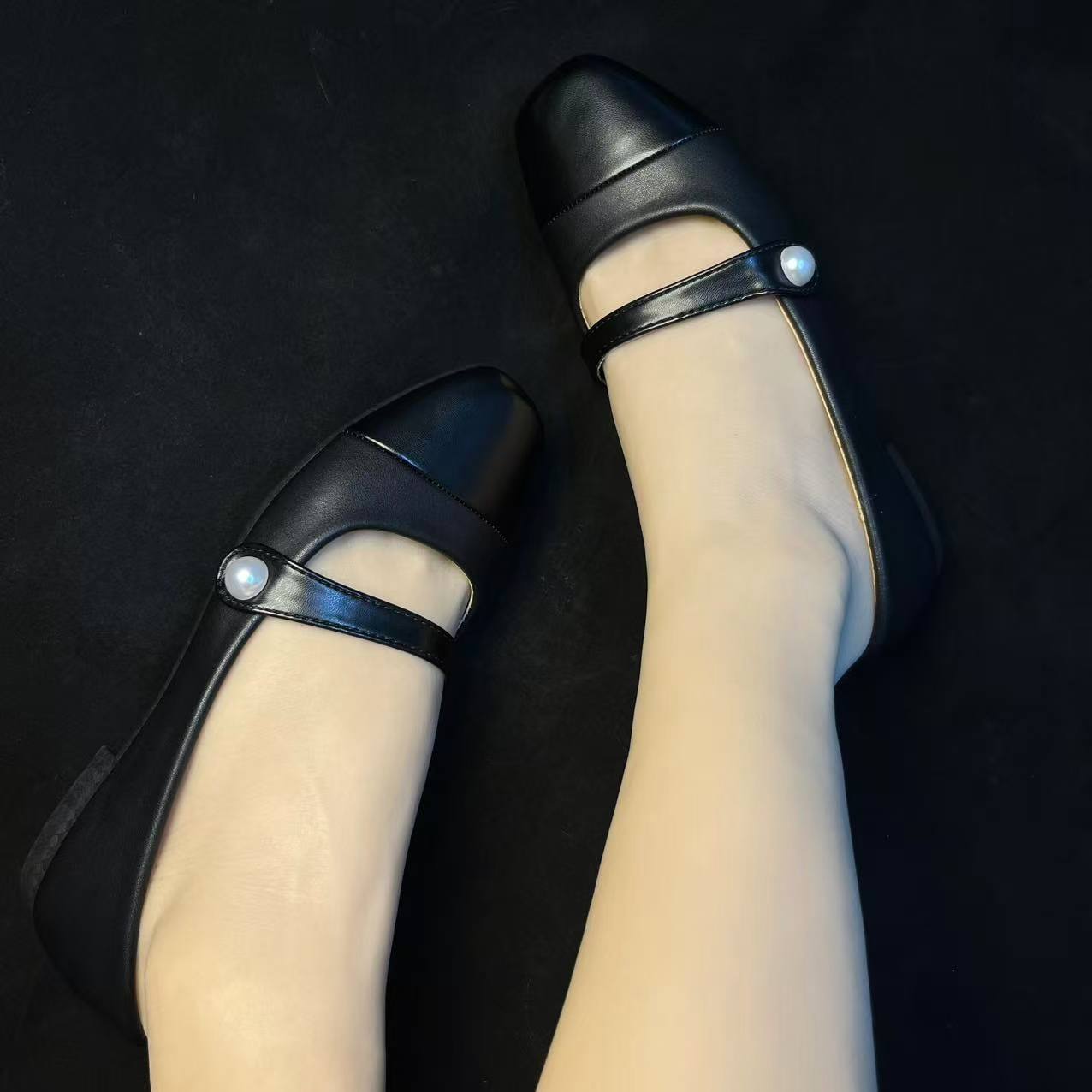 Women's Mary Janes Leather Splicing Casual Comfy Soft Lightweight Doll ...