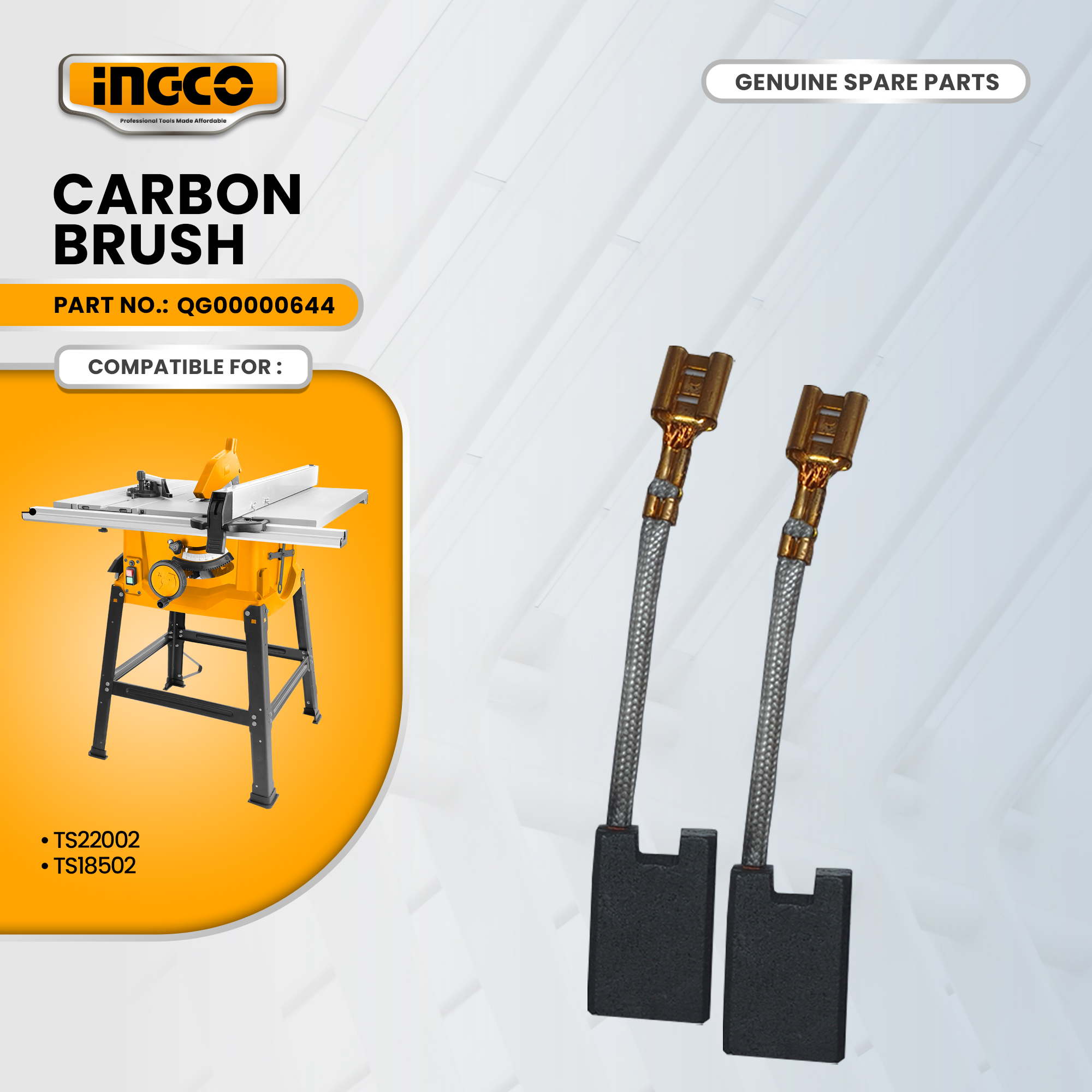INGCO QG00000644 Carbon Brush for TS22002 Extendable Table Saw 2200W ...