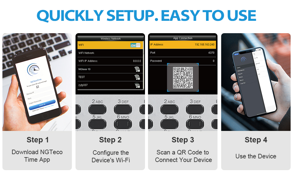 NGTeco MB2 Face Time Attendance Machine RFID Card PIN Finger Time Clock ...