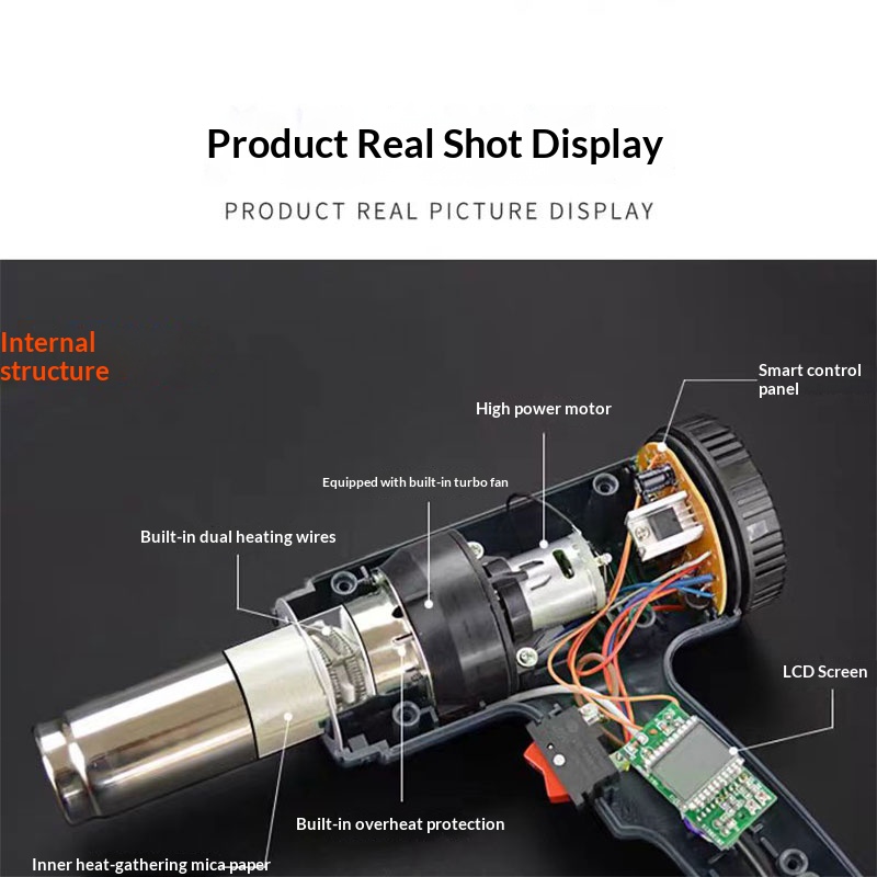 Adjustable Industrial Heat Hot Air Electric Heat Gun Baril ng Mainit na ...