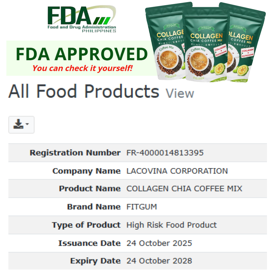 FITGUM 20X Collagen Chia Coffee With Glutathione Anti-Aging 11 in 1 ...