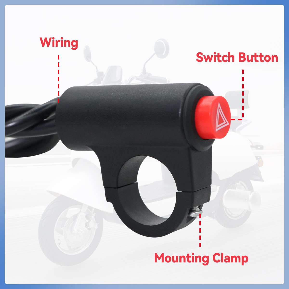 MOTORCYCLE HANDLEBAR ALLOY HAZARD SWITCH ON/OFF SIGNAL FLASHER ...